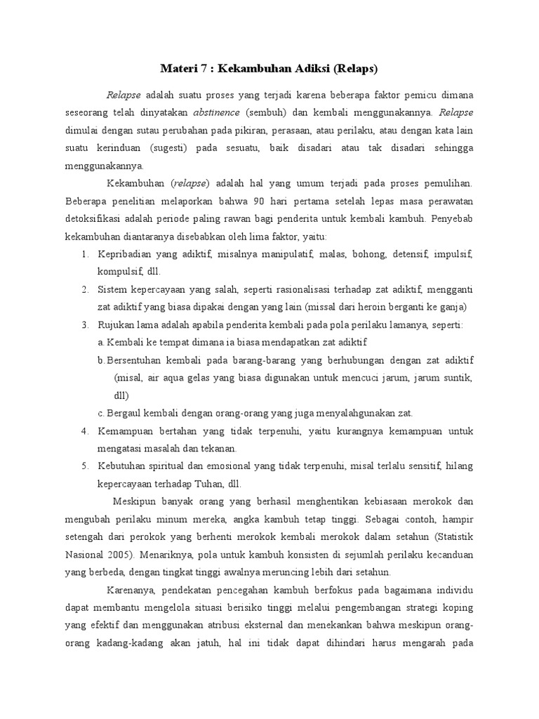 Strategi Pencegahan Kekambuhan Adiksi | PDF | Karier & Perkembangan ...