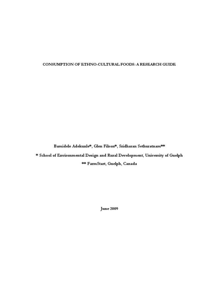 A GUIDE To Ethno-Cultural Foods | PDF | Vegetables | Regression Analysis