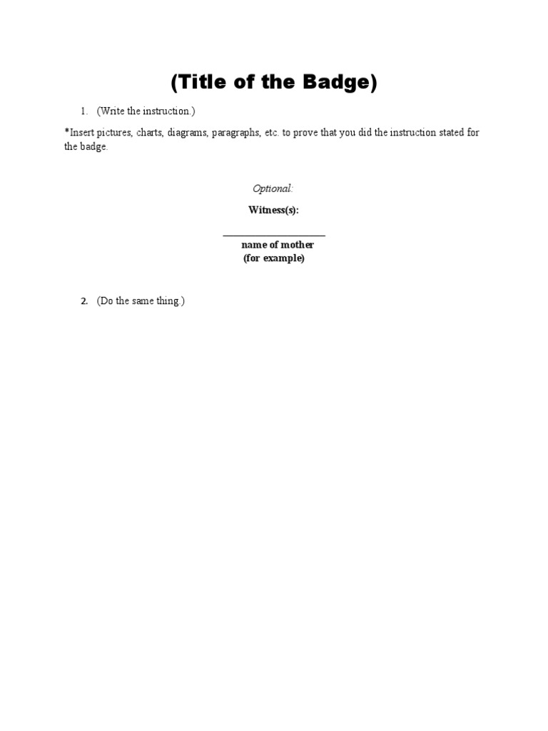 Format For Badgework | PDF