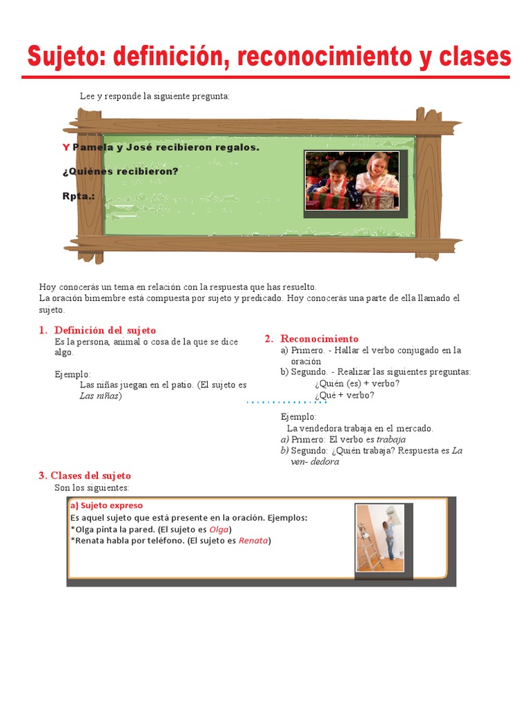 Sujeto: definición, reconocimiento y clases | Asunto (gramática) | Verbo