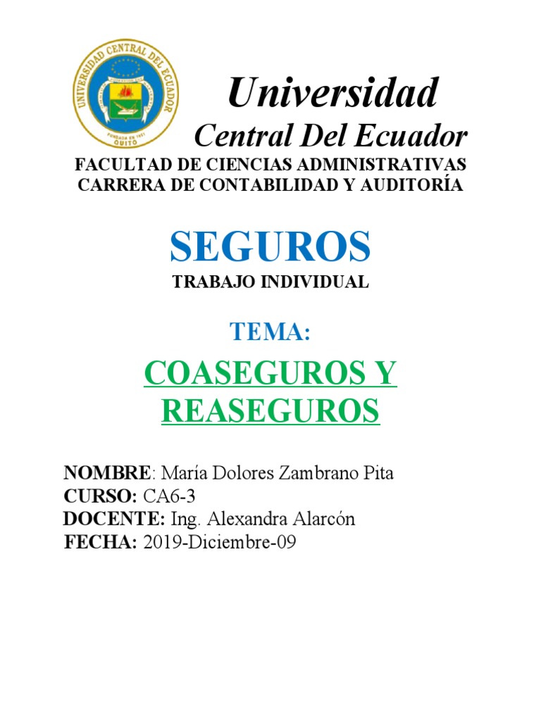 Coaseguros y Reaseguros | Descargar gratis PDF | Reaseguro | Póliza de seguros