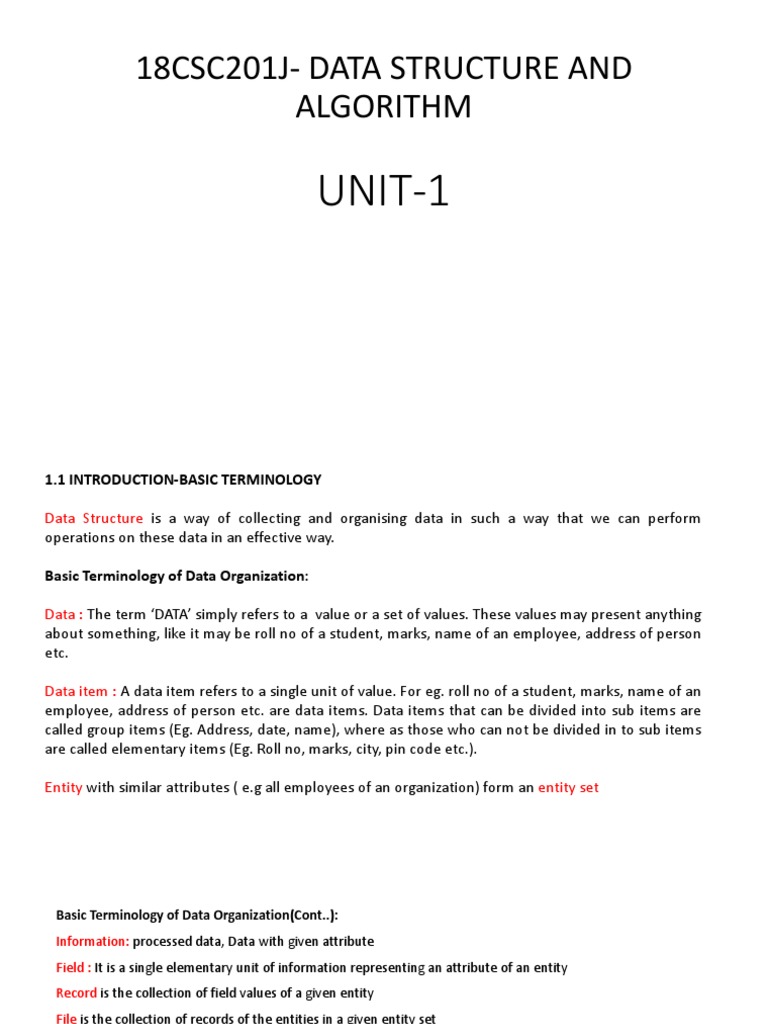 Data Structure - UNIT-1 | PDF | Time Complexity | Computational ...