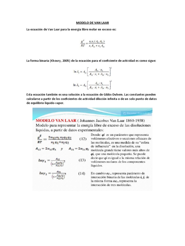 Modelo de Van Laar | PDF