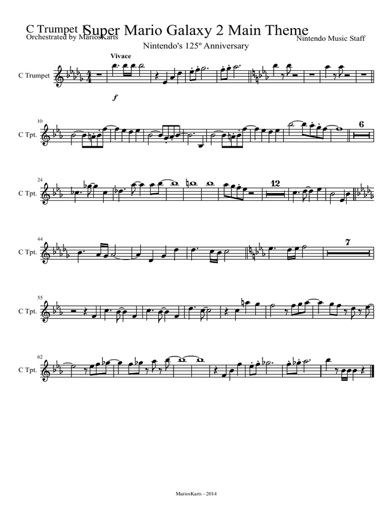 Super Mario Galaxy 2 Main Theme: C Trumpet 1 | PDF