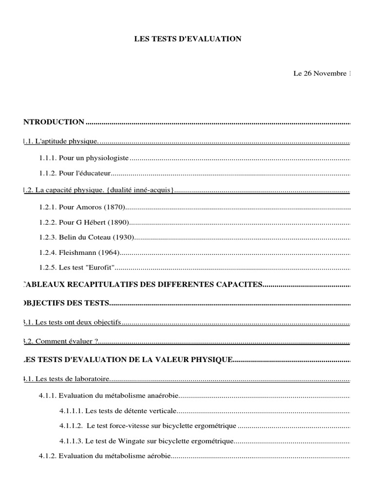 Tests Eurofit d'Évaluation Physique | PDF | Des sports | Science