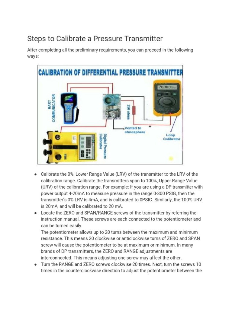 Pressure Transmitter Calibration Steps | PDF | Calibration | Pressure ...