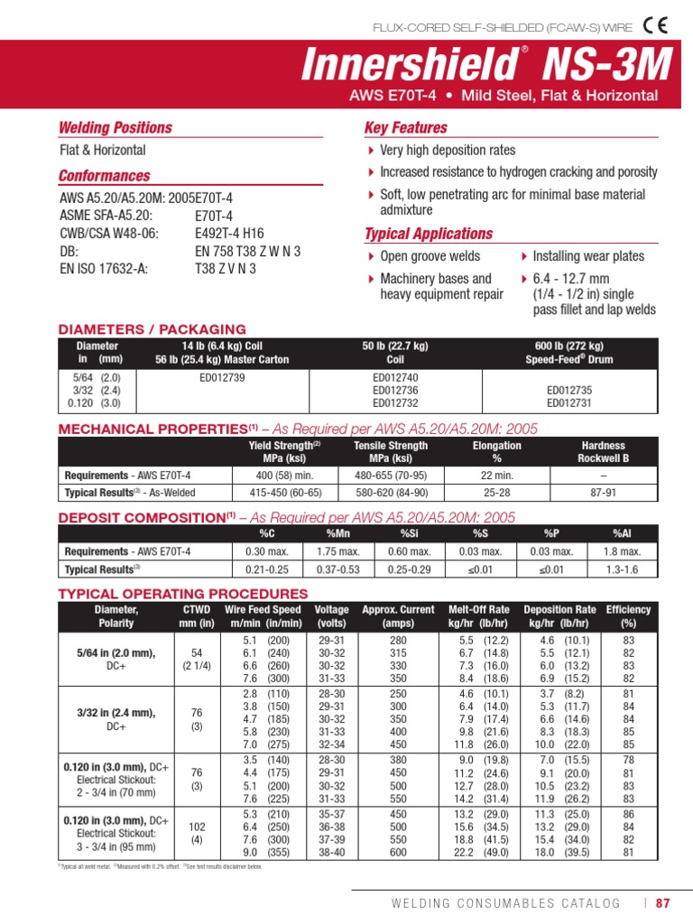 Innershield NS-3M: Welding Positions Key Features | PDF | Implied ...