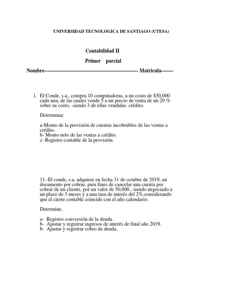 Contabilidad II. 1er Parcial | PDF