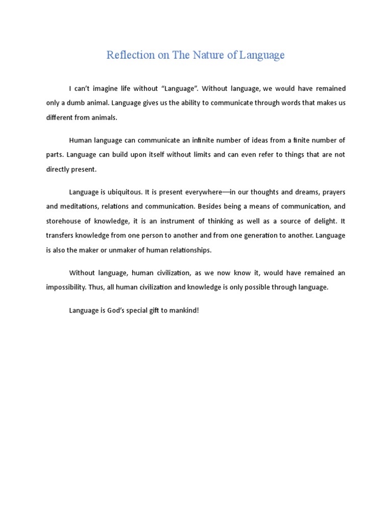 Reflection On The Nature of Language | PDF