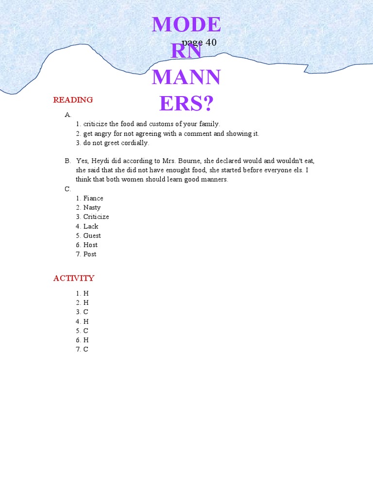 Manners Matter: A Lesson on Proper Etiquette and Social Graces | PDF