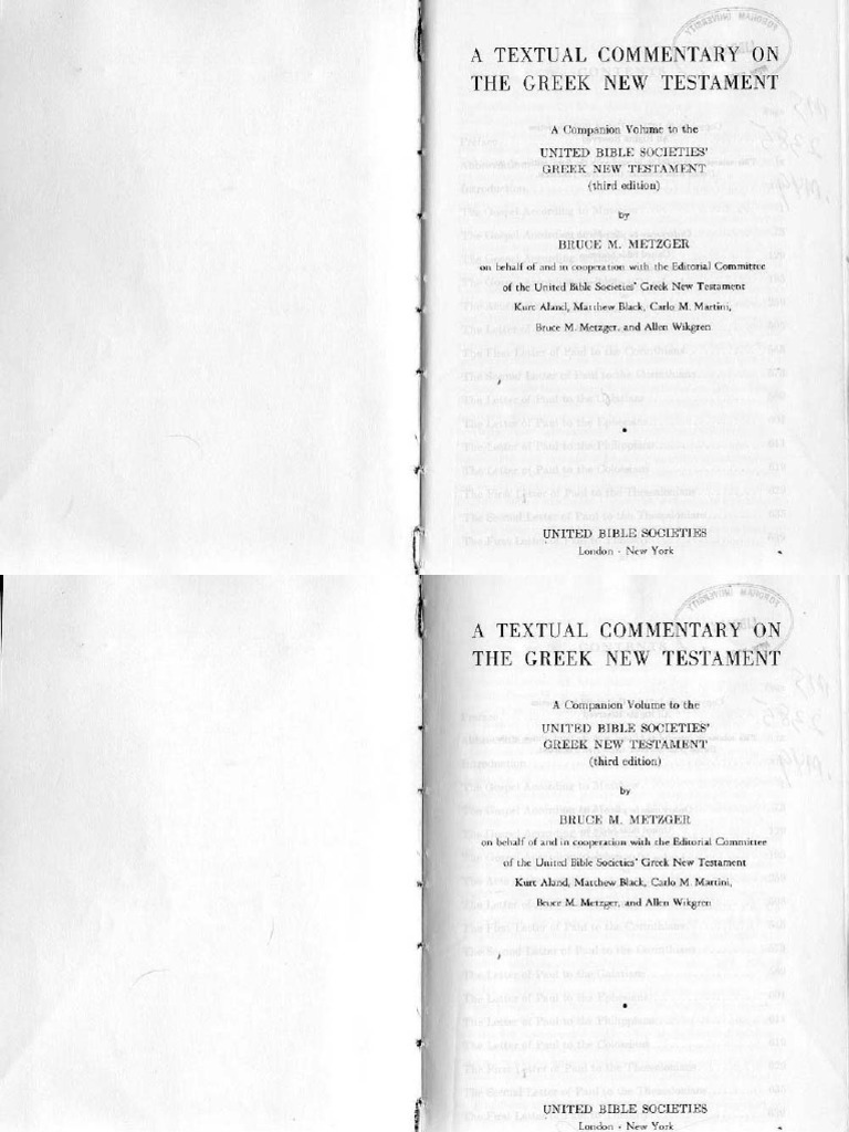 Pub - Textual Commentary On The Greek New Testament PDF | PDF
