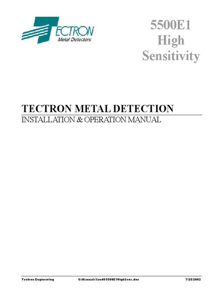 Tectron Metal Detector Model 5500E1 Manual | PDF | Relay | Detector (Radio)