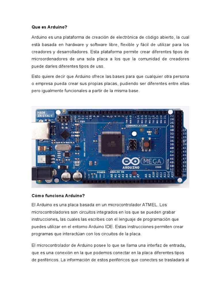 Que Es Arduino | PDF | Arduino | Microcontrolador