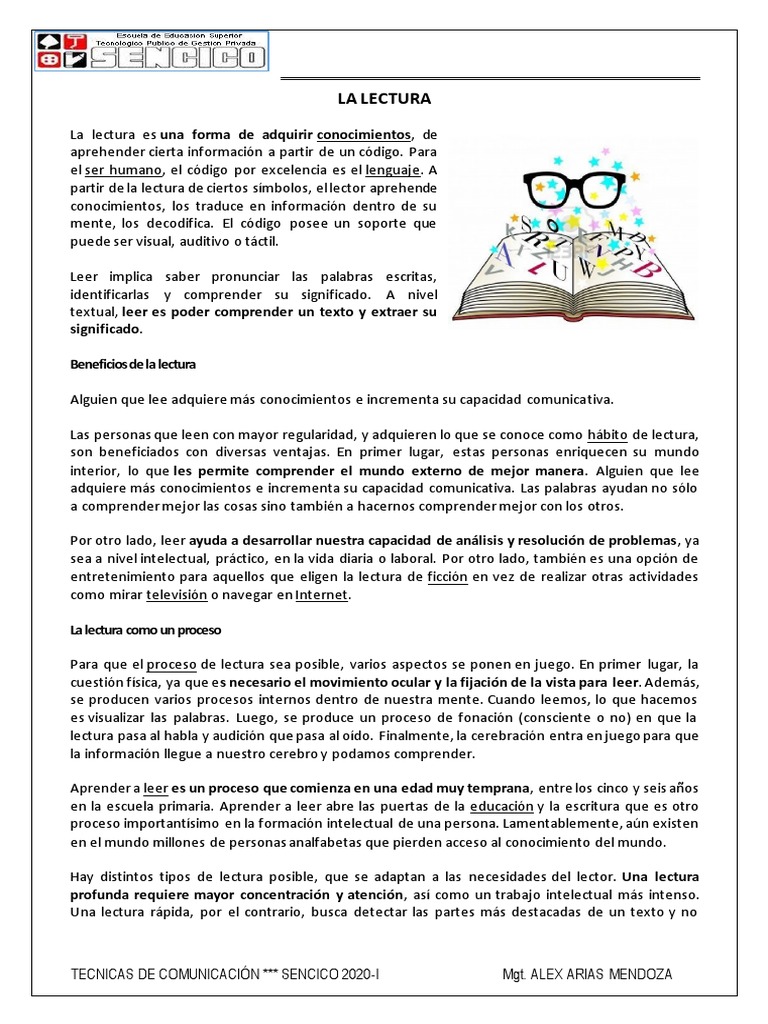 La Lectura | PDF | Inferencia | Comprensión lectora