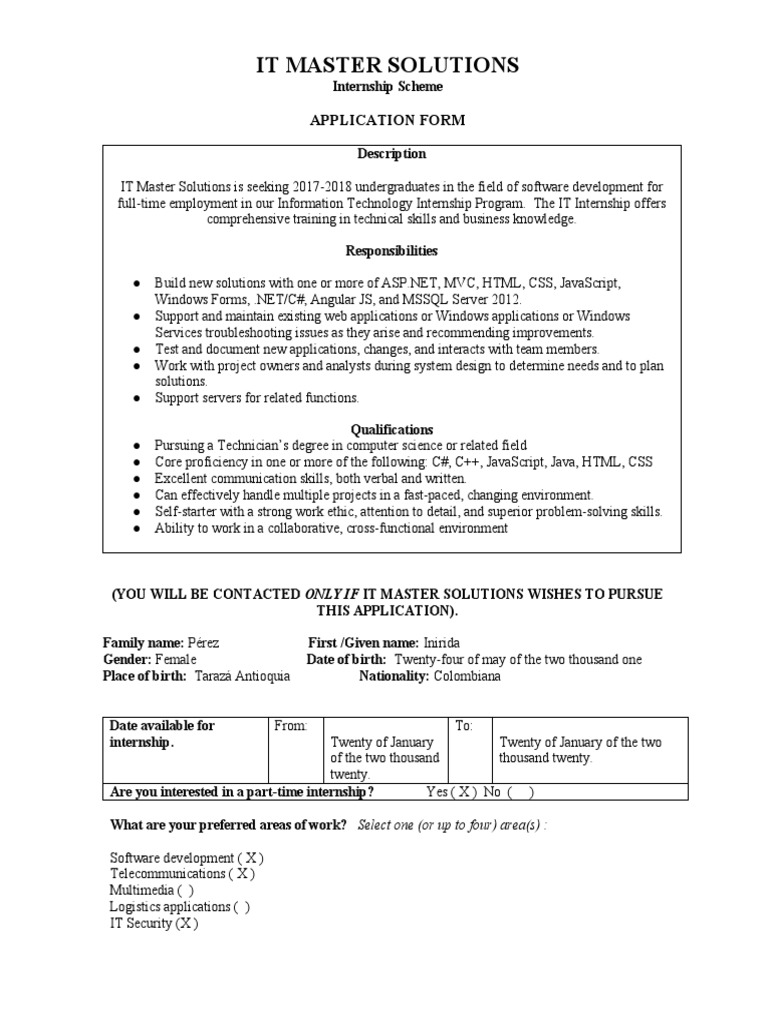 It Master Solutions: Application Form | PDF | Java Script | Application Software