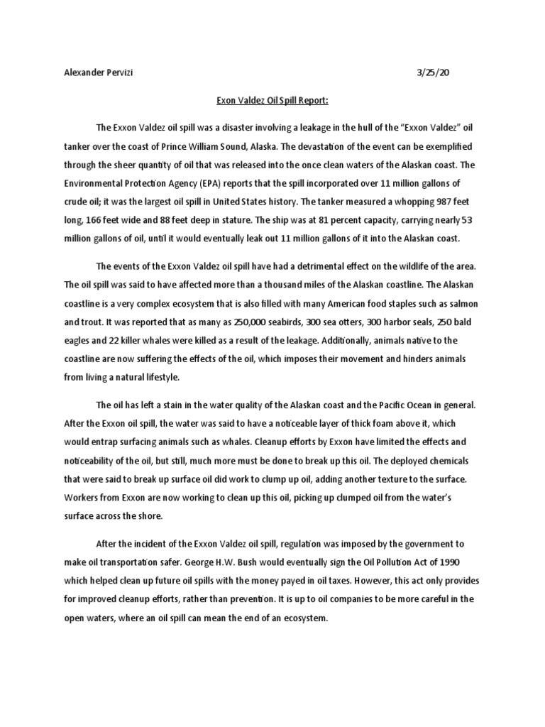 Exxon Valdez Oil Spill Report | PDF | Oil Spill | Exxon Mobil