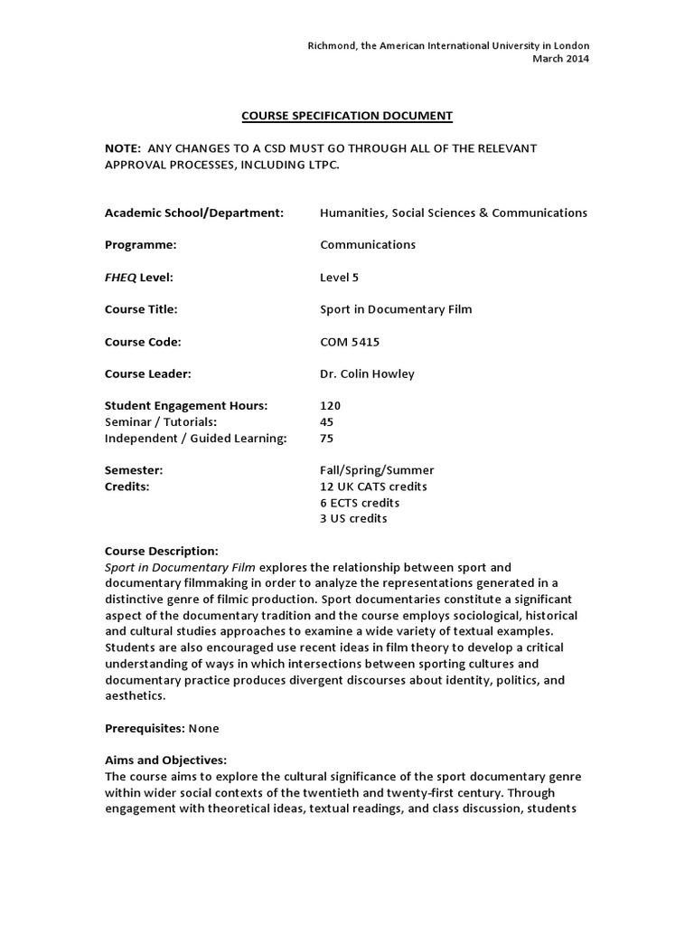 Sport in Documentary Film | PDF | Documentary Film | Educational Assessment