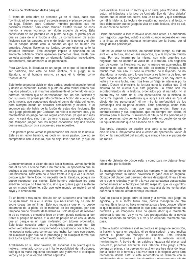 Análisis De La Continuidad De Los Parques – ZHERSS