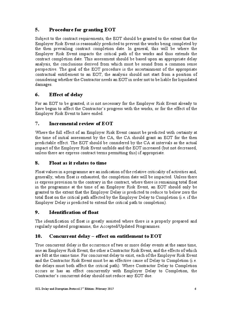 Procedure For Granting EOT: SCL Delay and Disruption Protocol 2 Edition: February 2017 6 | PDF ...