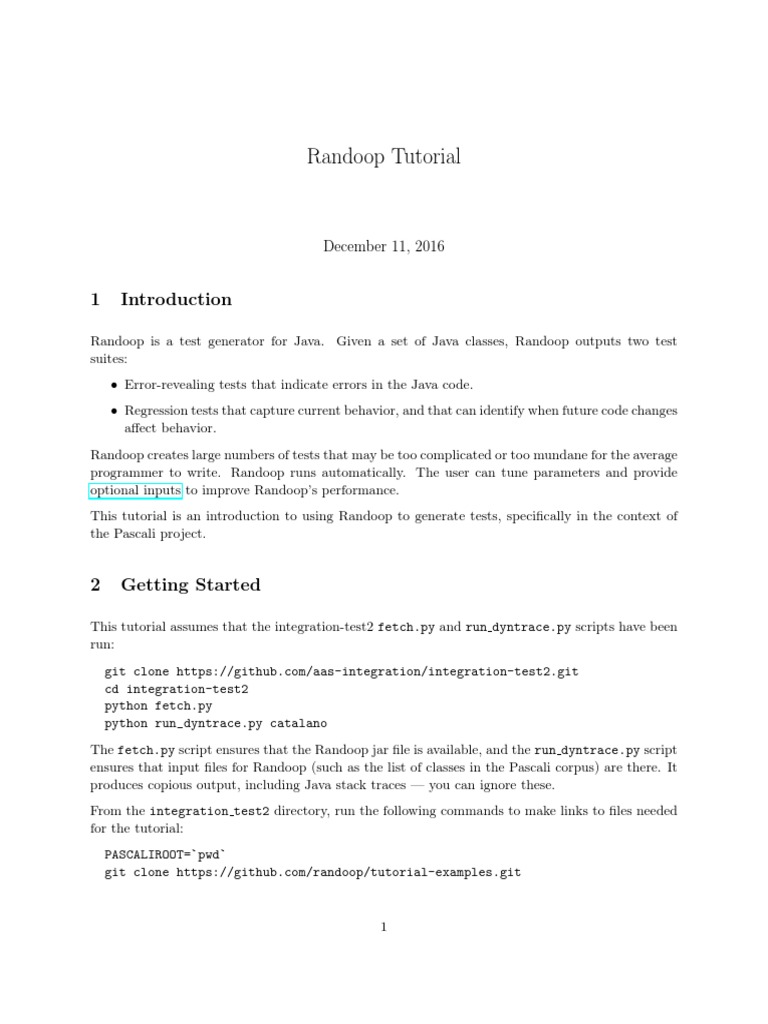 Randoop Tutorial PDF | PDF | Software Bug | Java (Programming Language)