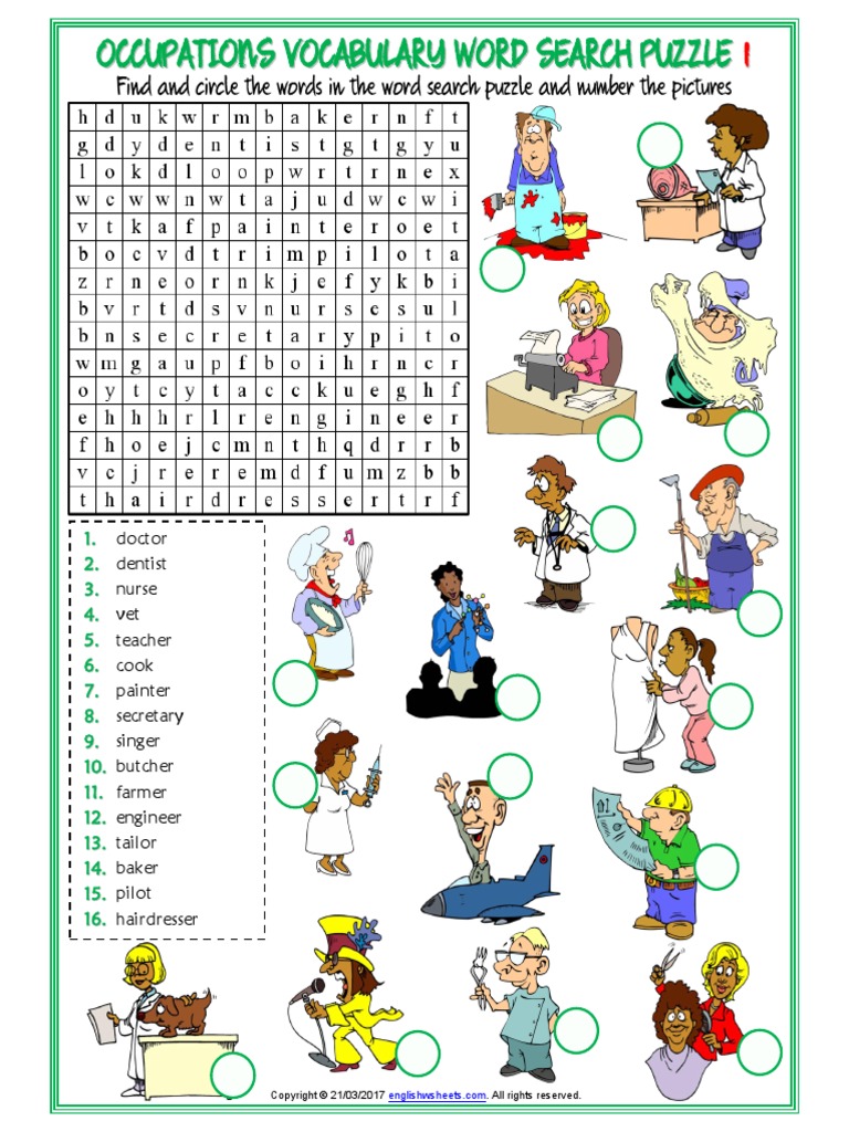JOBS Word Search 1-5 | PDF | Language Arts & Discipline