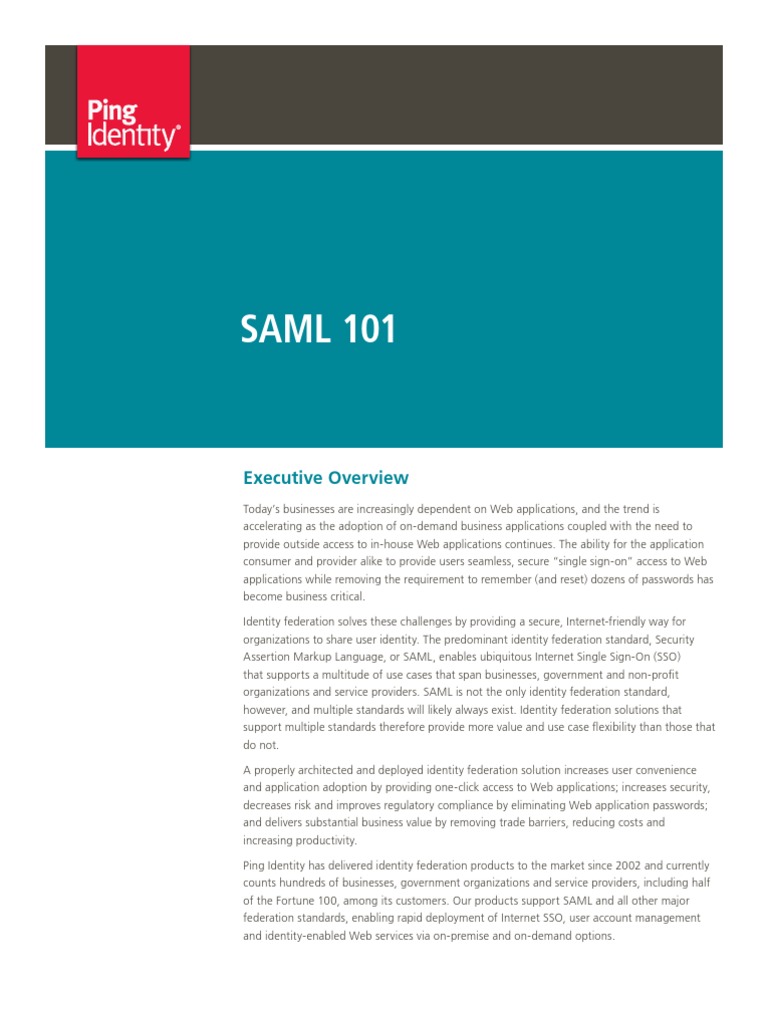 SAML 101: White Paper | Download Free PDF | Password | Software As A Service