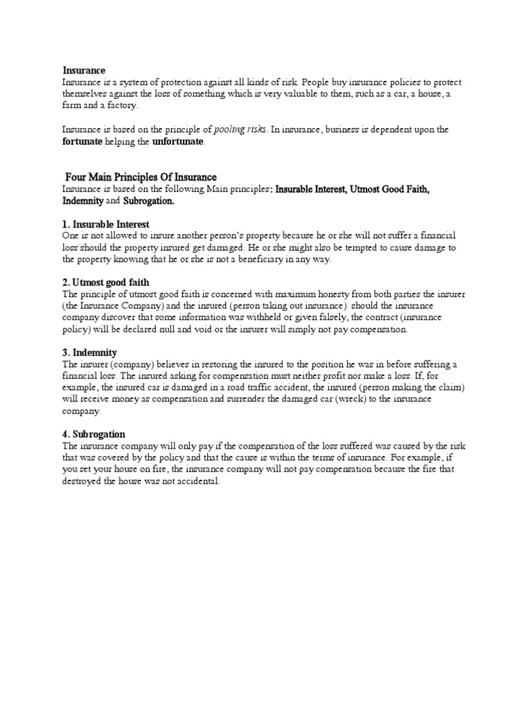 Principles of Insurance | PDF