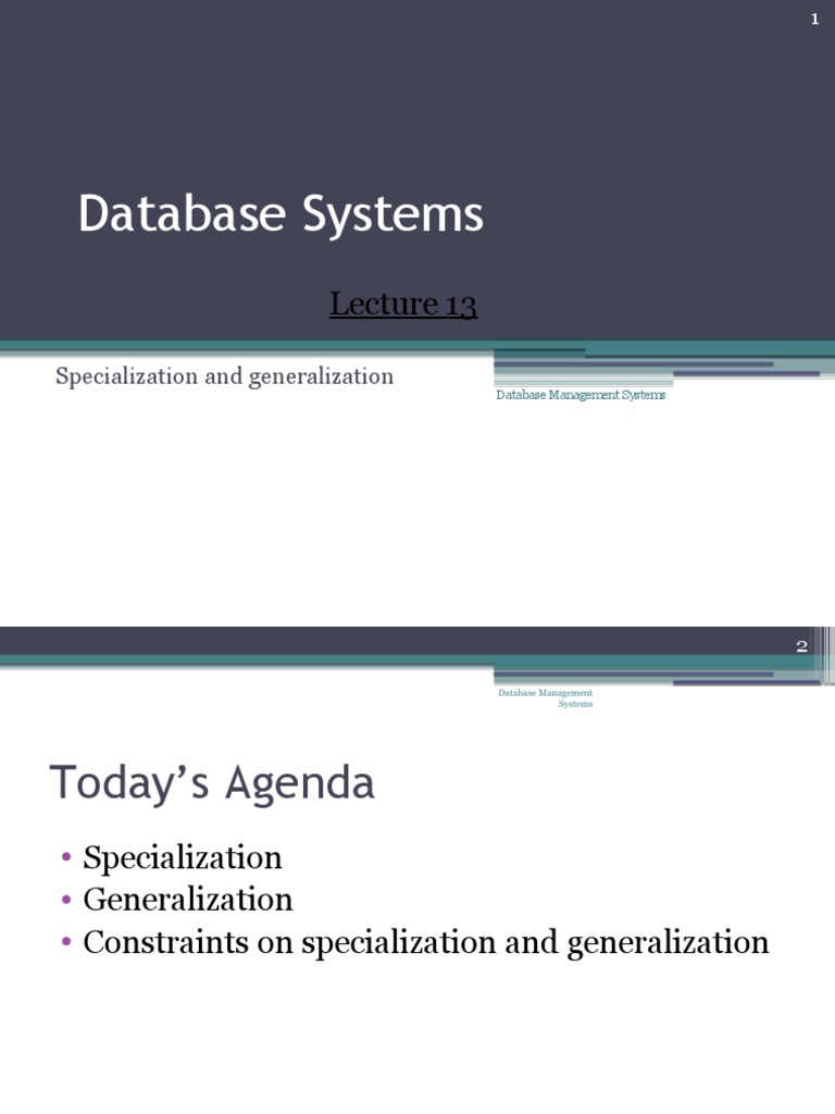 Database Systems: Specialization and Generalization | PDF | Inheritance (Object Oriented ...