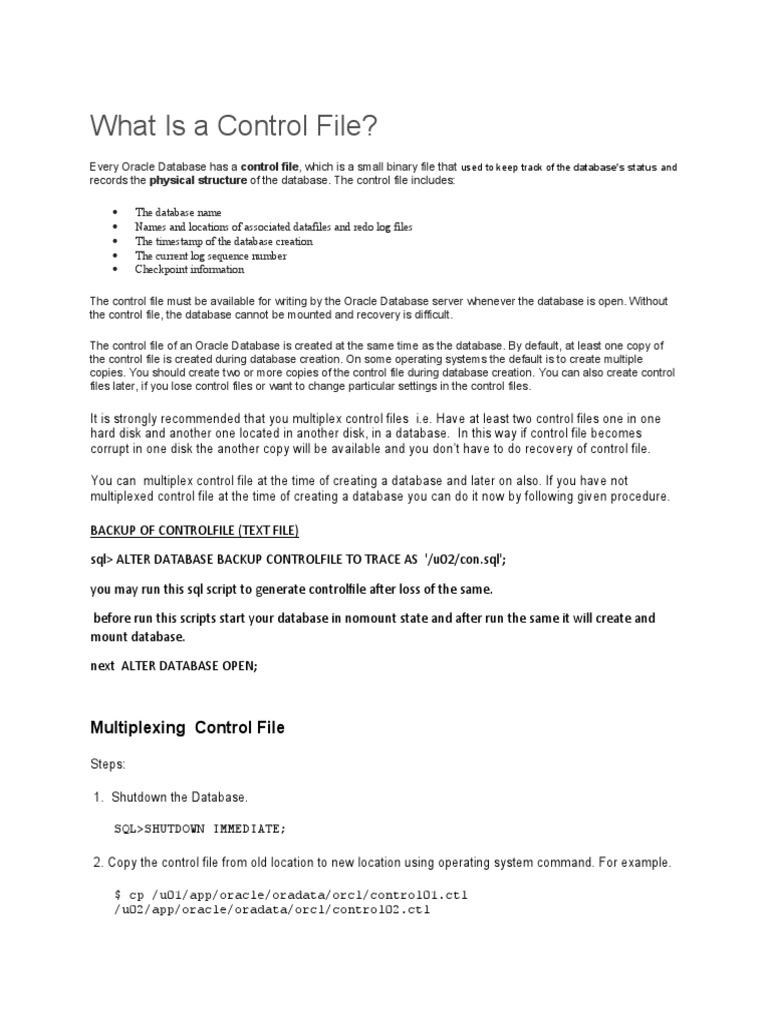 3 What Is A Control File | PDF | Computer File | Databases