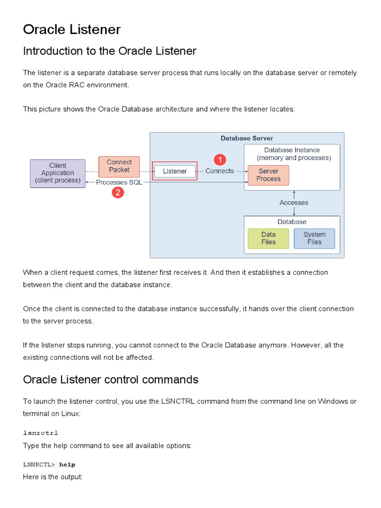 Introduction To The Oracle Listener Pdf Command Line Interface Databases
