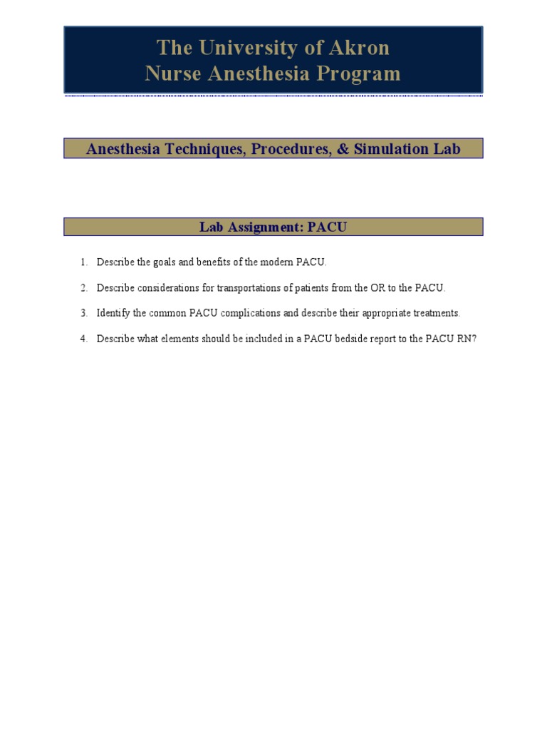 The University of Akron Nurse Anesthesia Program: Anesthesia Techniques ...