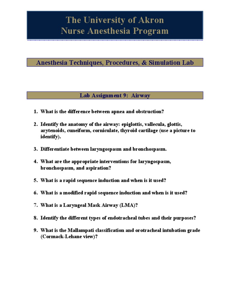 The University of Akron Nurse Anesthesia Program: Anesthesia Techniques ...