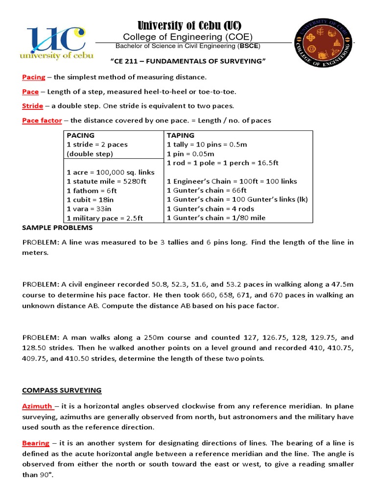 University of Cebu (UC) : College of Engineering (COE) | PDF | Compass ...