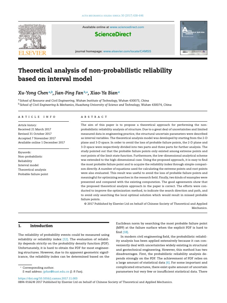 Theoretical Analysis of Non-Probabilistic Reliability Based On Interval Model | Download Free ...