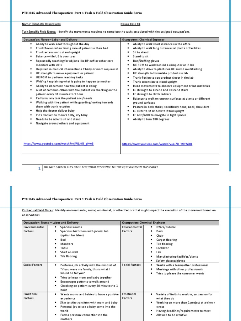 Part 1 Task A Field Observation - Osantowski | PDF | Anatomical Terms ...