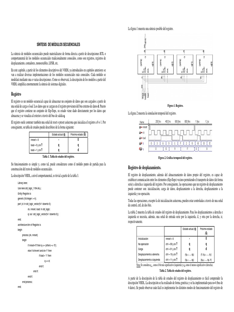 Registros y Contadores PDF | PDF | Vhdl | Ingenieria Eléctrica
