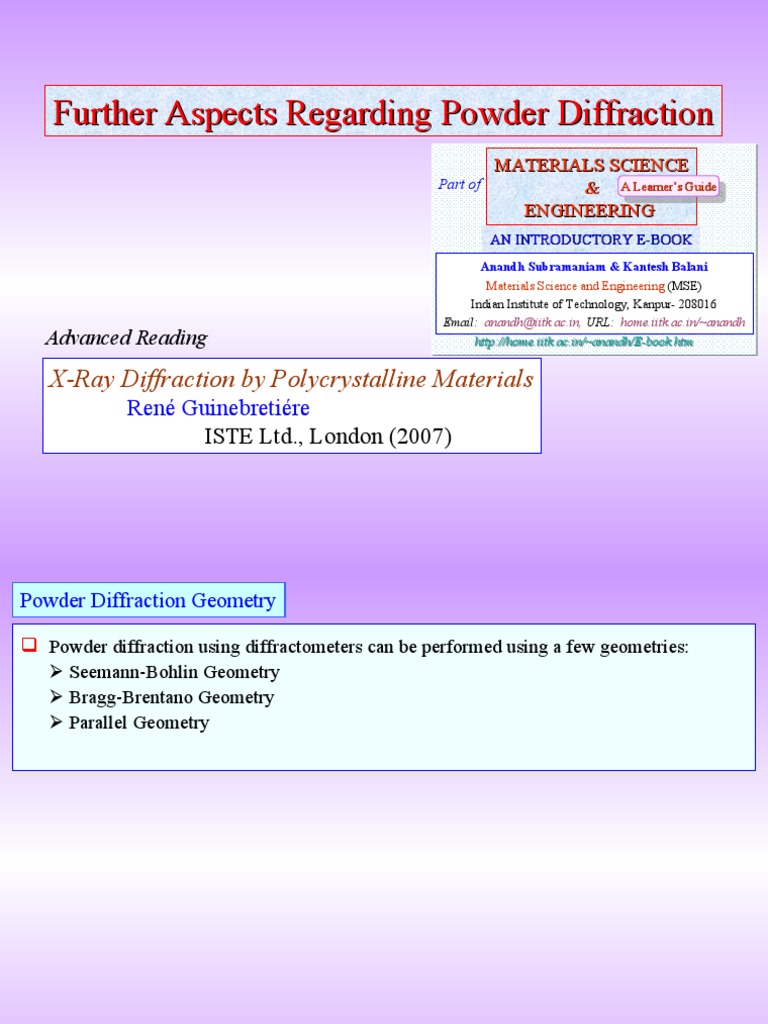 Powder Diffraction Guide for MSE Students | PDF