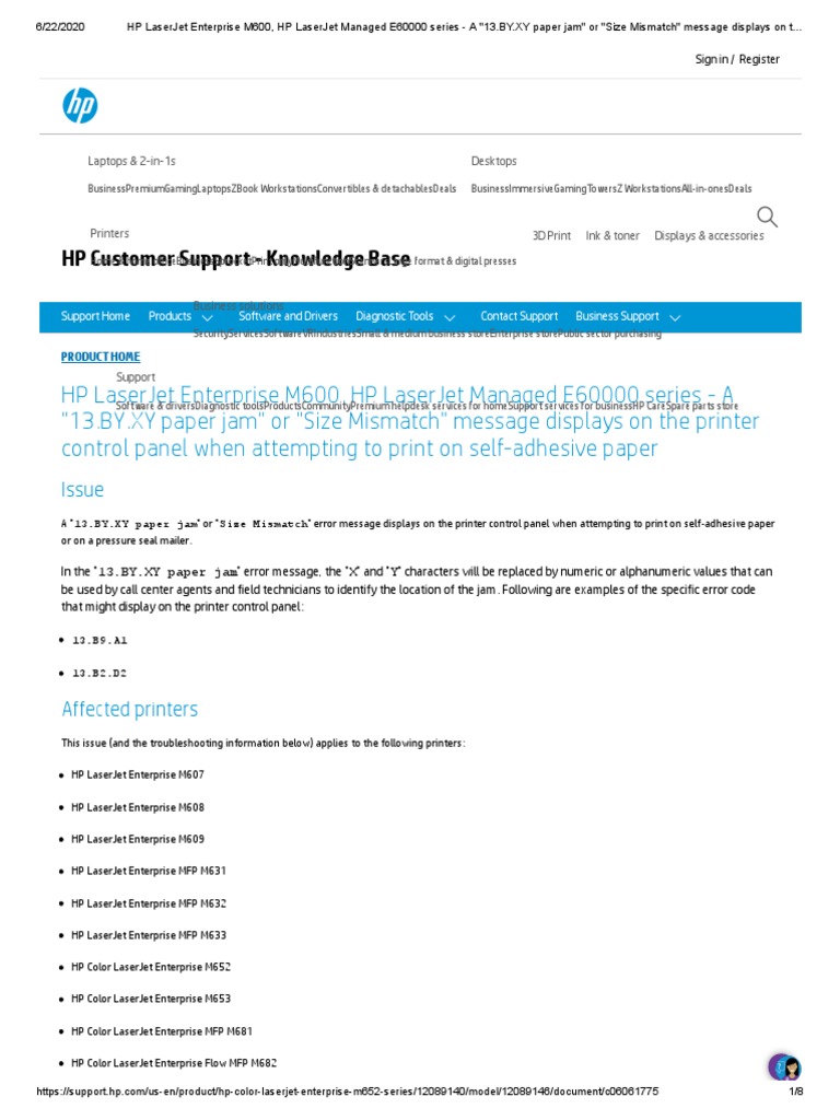 Paper Jam PDF | PDF | Hewlett Packard | Printer (Computing)