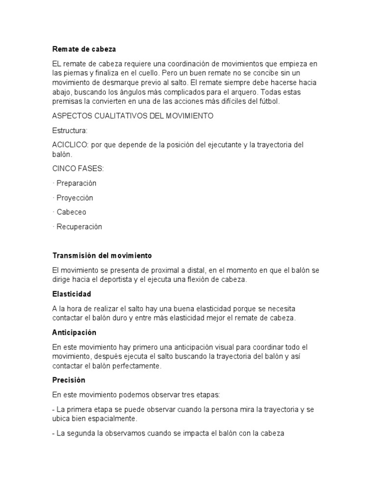 Remate de Cabeza | Descargar gratis PDF | Articulación | Hombro