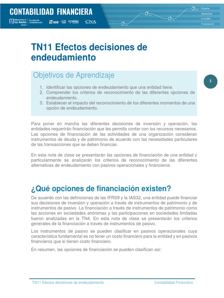 TN11 - Efectos Decisiones de Endeudamiento PDF | PDF | Deuda | Contabilidad