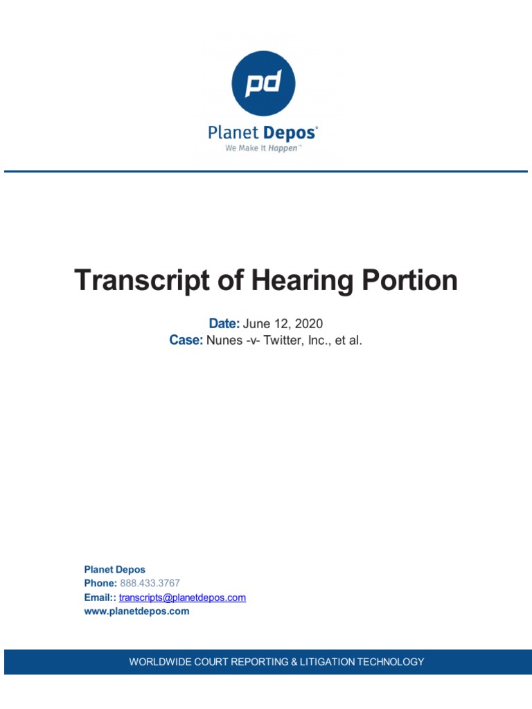 Transcript of Hearing Portion: Date: Case | PDF | Defamation | Demurrer