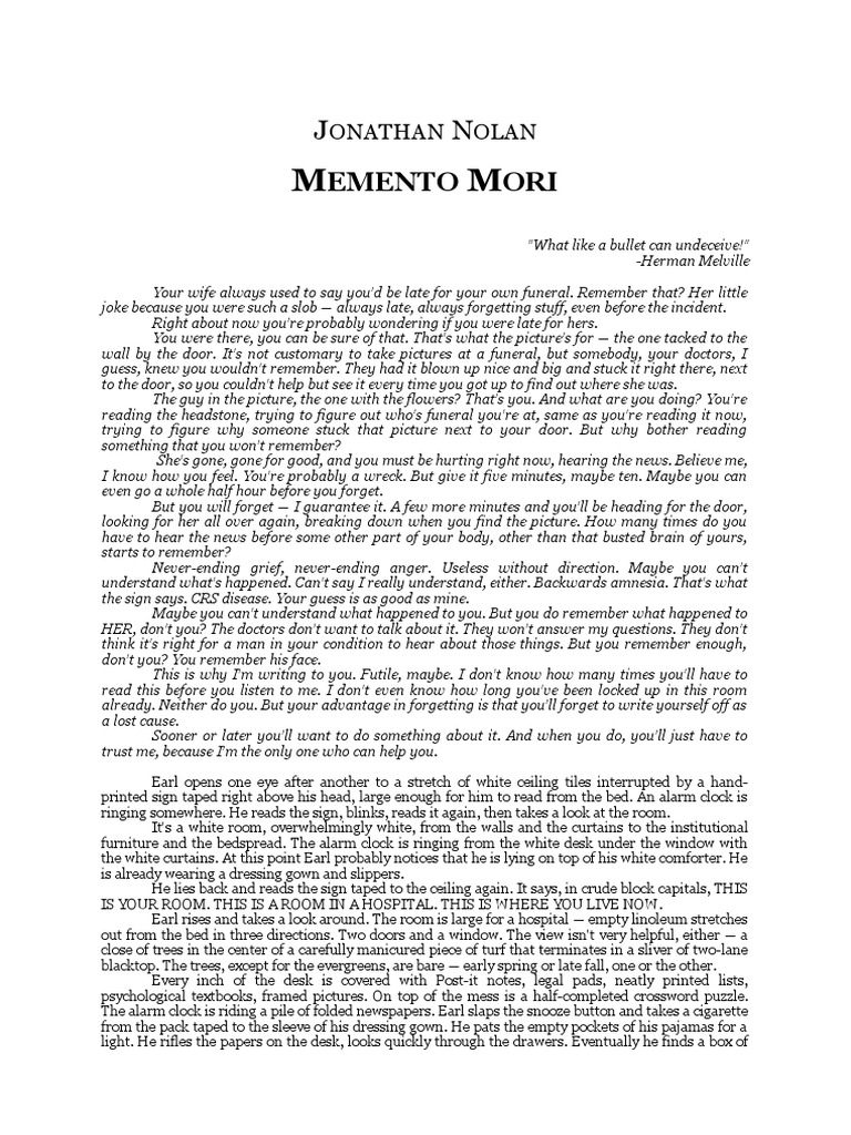 Nolan, Jonathan - Memento Mori | PDF