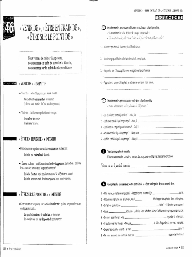 Grammaire-Progressive-du-Francais-être en Train de - Sur Le Point de ...