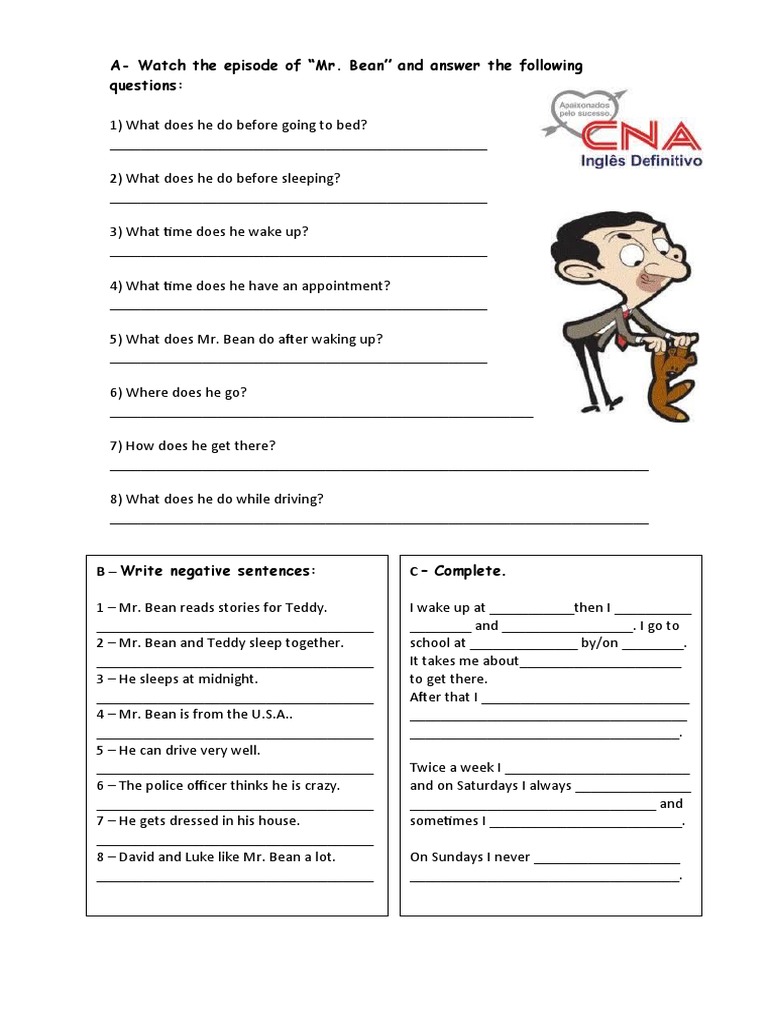 Mr. Bean Episode Comprehension Questions | PDF