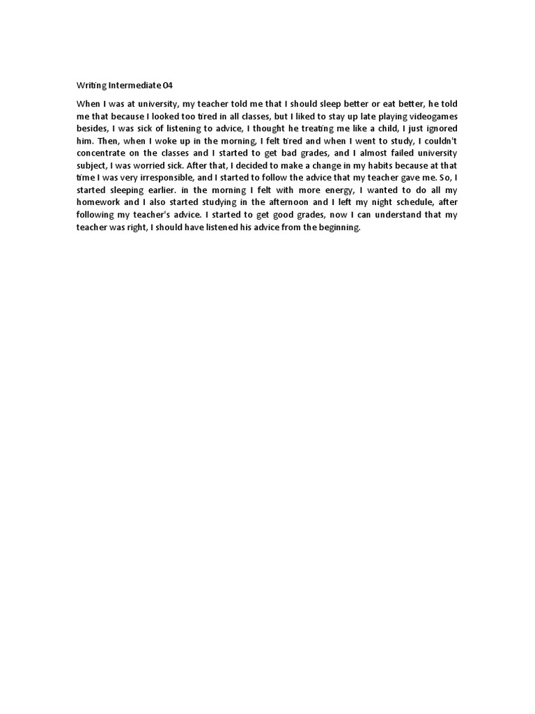 Writting 1 Intermediate 4 ICPNA | PDF | Self-Improvement | Lifestyle