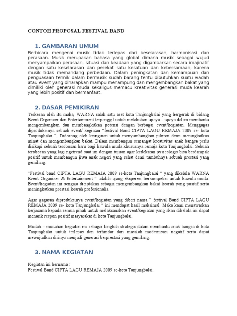 Contoh Proposal Festival Band | PDF