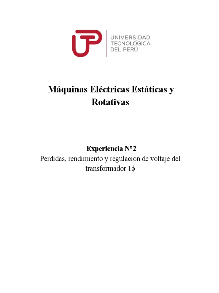 Guía N°2 de Laboratorio de Máquinas Eléctricas Estáticas y Rotativas | PDF | Transformador ...