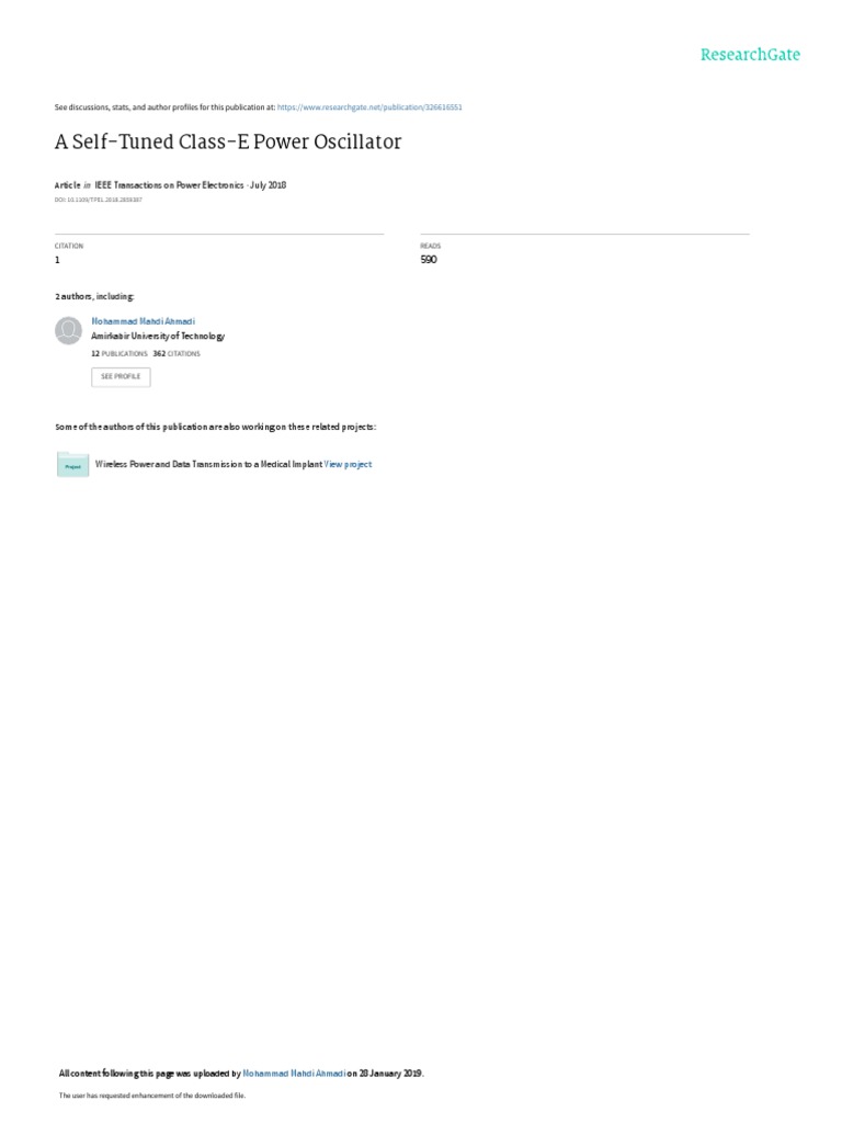 A Self-Tuned Class-E Power Oscillator: IEEE Transactions On Power ...