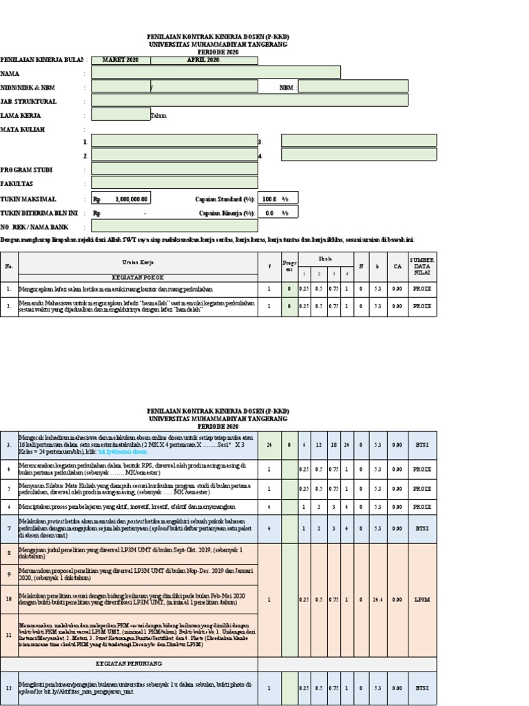 KKP Format Excel | PDF