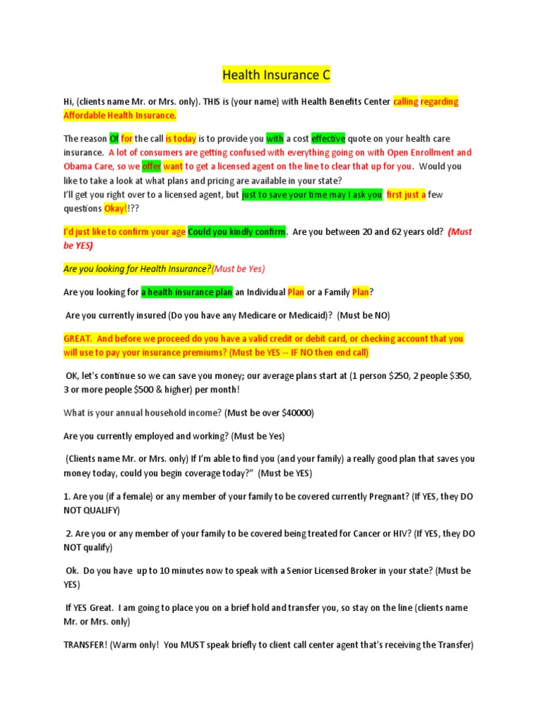 Revised Health Insurnace Script | PDF | Patient Protection And ...